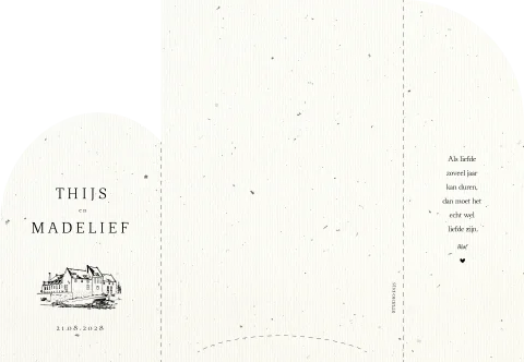 Insteek mapje trouwkaart lijntekening trouwlocatie