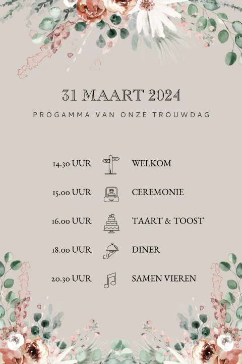 Bohemian extra informatiekaartje met programma