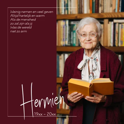 Rouwkaart met persoonlijke foto en hartverwarmend gedicht