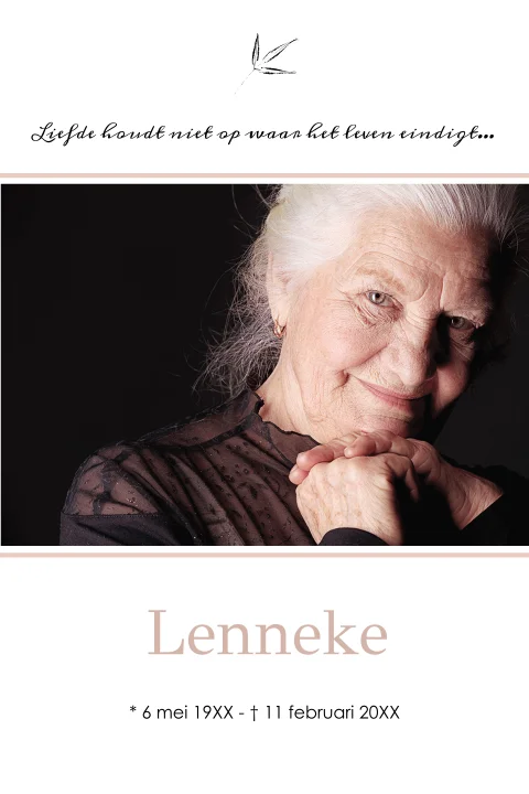 Moderne rouwkaart met portretfoto