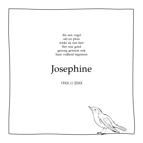 Klassieke en stijlvolle rouwkaart met vogel | Een merel