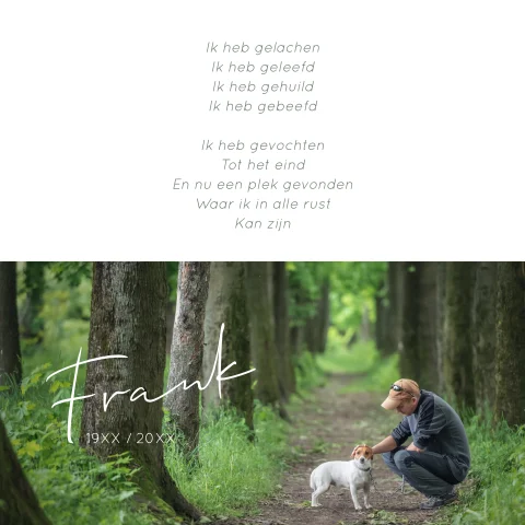 Rouwkaart maken afscheid modern met foto