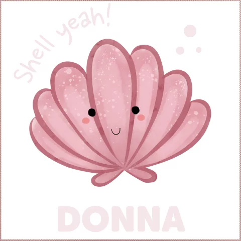 Lieve reistrolley met roze schelp en naam