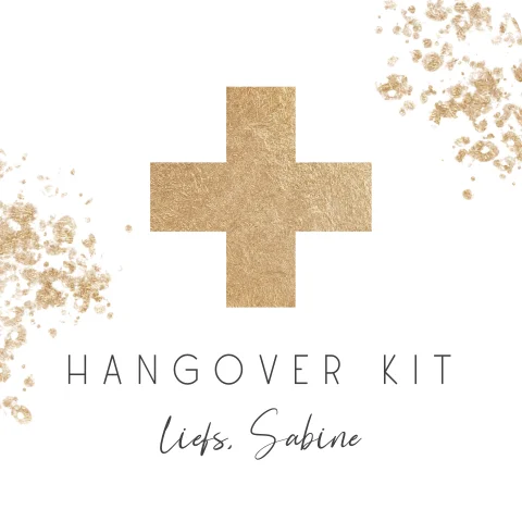 Hangover sticker met gouden details