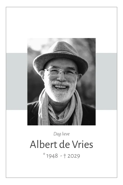 Rouwkaart man met een foto en rouwrand