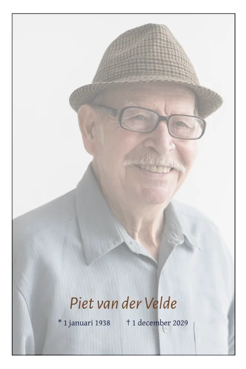 Klassiek rouwkaart met ruimte voor een eigen foto en kader