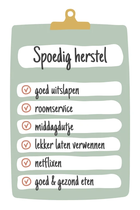 Beterschapskaart spoedig herstel checklist clipboard
