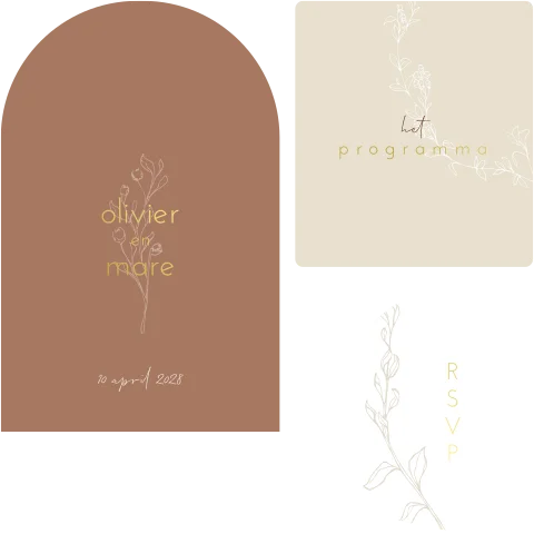 Trouwkaart set programmakaart detail kaartje ei vorm