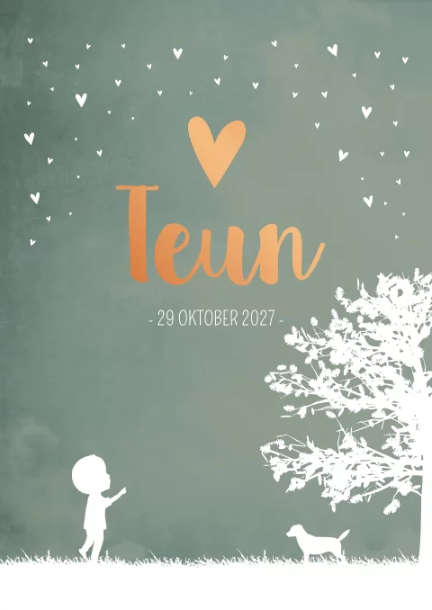 Poster Jongen Illustratie Groen Boom